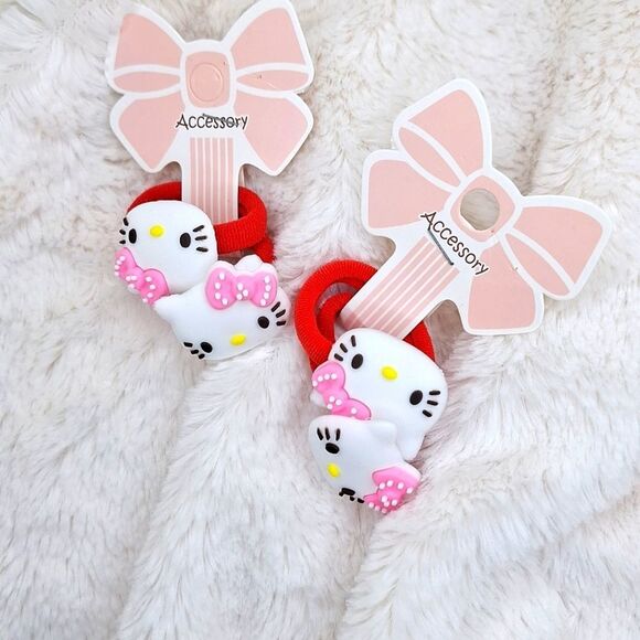 Accessories | Hello Kitty Red Hair Bands For Kids Or Braids Set | Poshmark